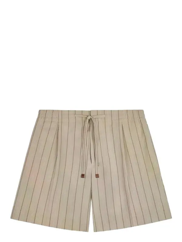 TOD'S Striped Silk Shorts - Neutrals