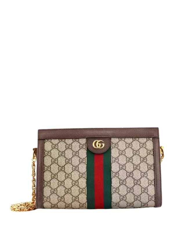 Gucci Ophidia Chain Shoulder Bag Gg Coated Canvas - Brown