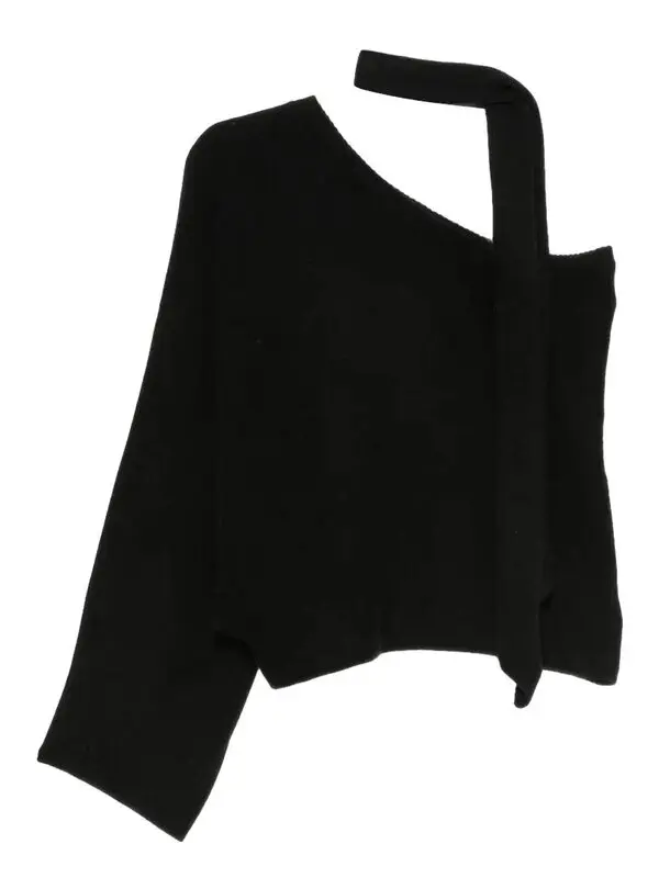 Federica Tosi One-shoulder Sweater And Scarf Set - Black