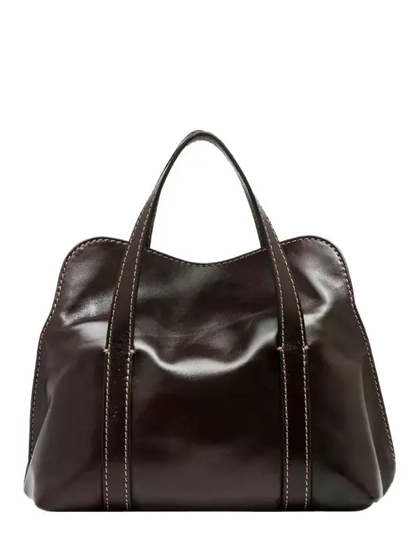GIANNI CHIARINI Marghe Medium Contrast-stitch Leather Tote Bag - Brown