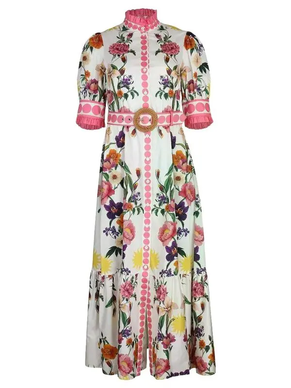 Borgo De Nor Floral-print Cotton Maxi Dress - White