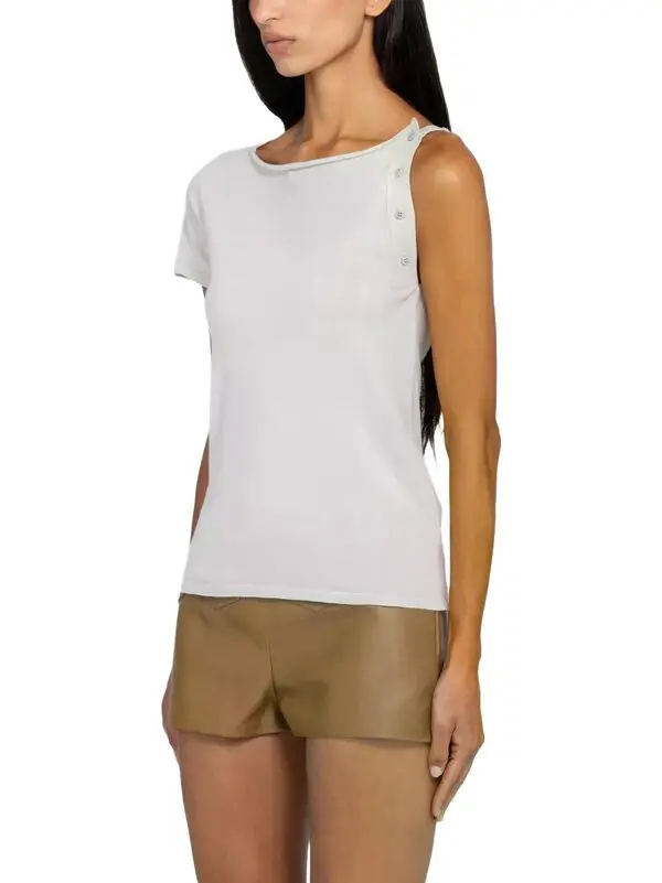 Paloma Wool Asymmetric Button Detail Knit Top - Grey