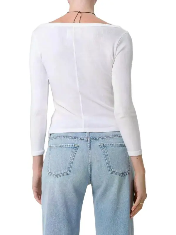 Citizens Of Humanity Long-sleeve Ribbed Knit V-neck T-shirt - White