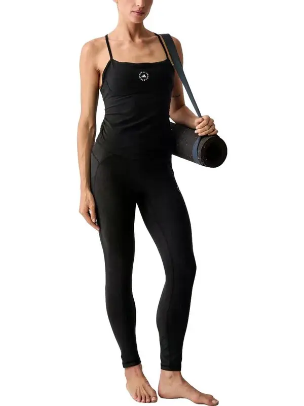 Adidas By Stella McCartney Logo-print Ruched Leggings - Black