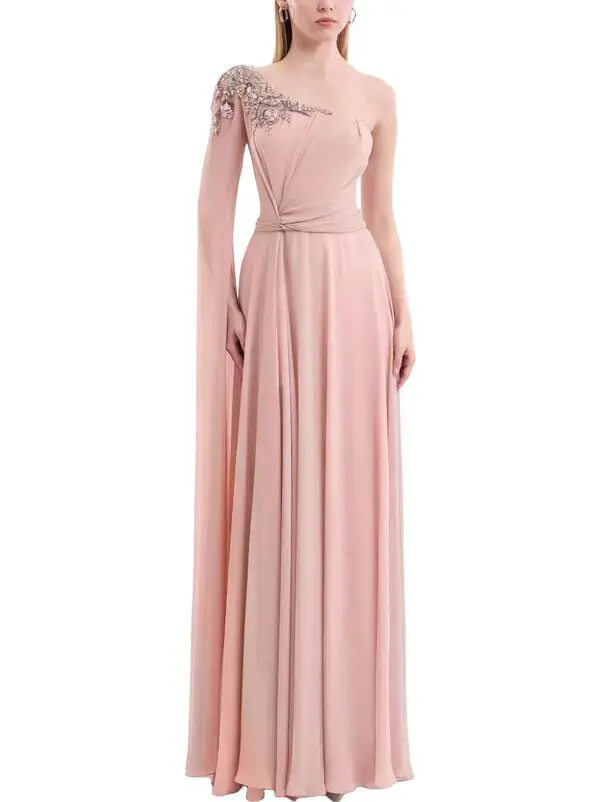 GEMY MAALOUF Embellished Draped Gown - Pink