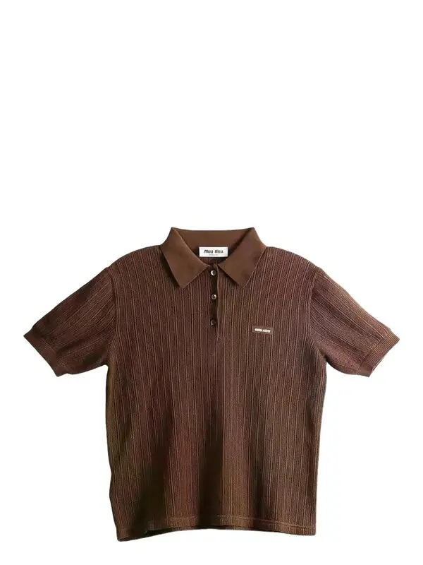Miu Miu Cotton Knit Polo Shirt - Brown