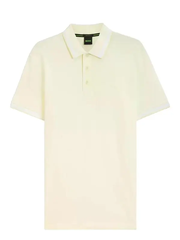 BOSS Cotton Piqué Polo Shirt With Logo Details - Yellow