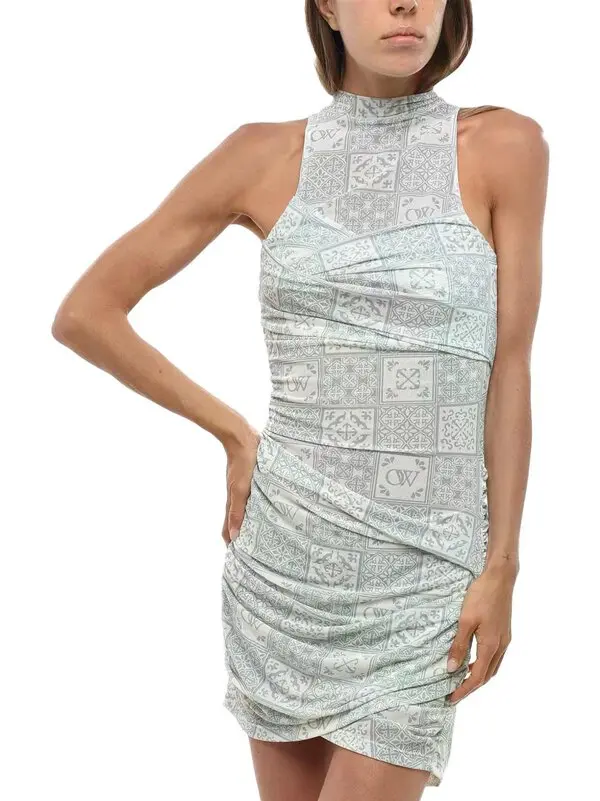 Off-White Maiolica Draped Mini Dress - Neutrals