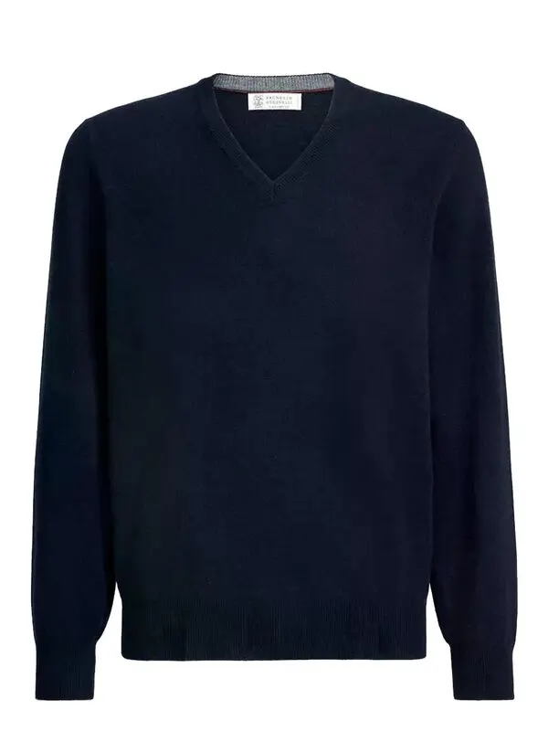 Brunello Cucinelli Cashmere V-neck Sweater - Blue