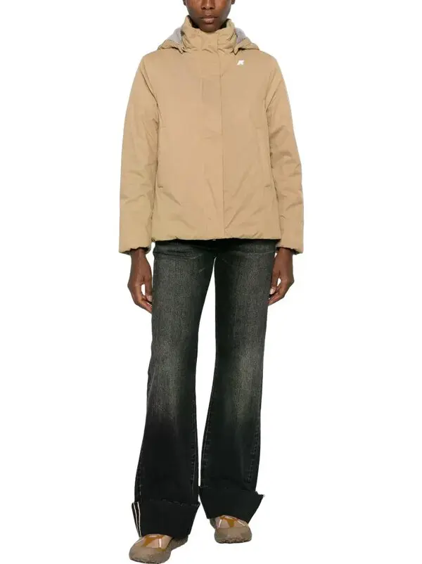K-WAY Marlette Hooded Jacket With Logo Patch - Neutrals