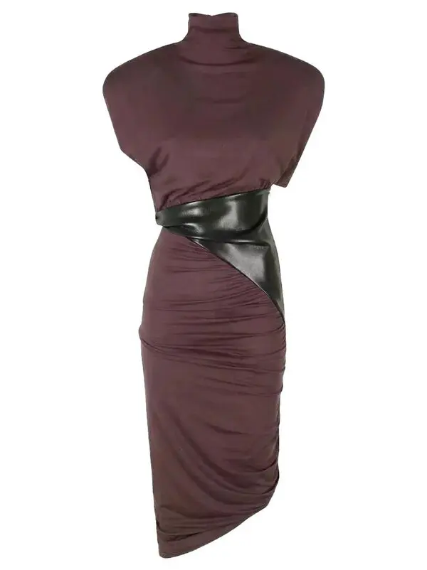 Andamane Ursula Draped Midi Dress - Brown