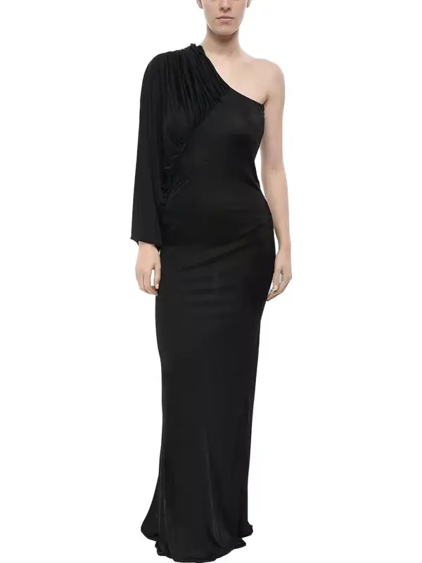 Saint Laurent One-shoulder Maxi Dress With Ruched Detailing - Black