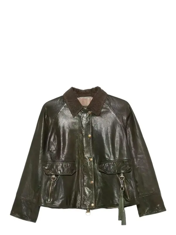 THE JACKIE LEATHERS Leather Zip-up Jacket - Green
