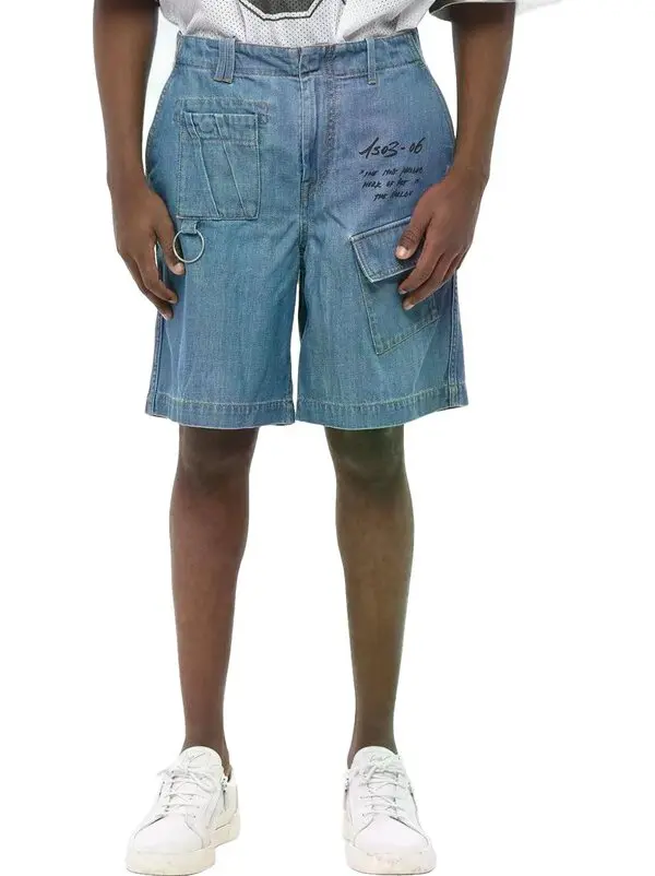 Off-White Graphic Print" Cargo Shorts - Blue