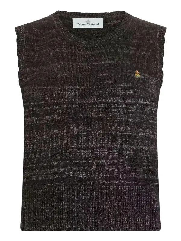 VIVIENNE WESTWOOD Orb Embroidered Distressed Sweater Vest - Black