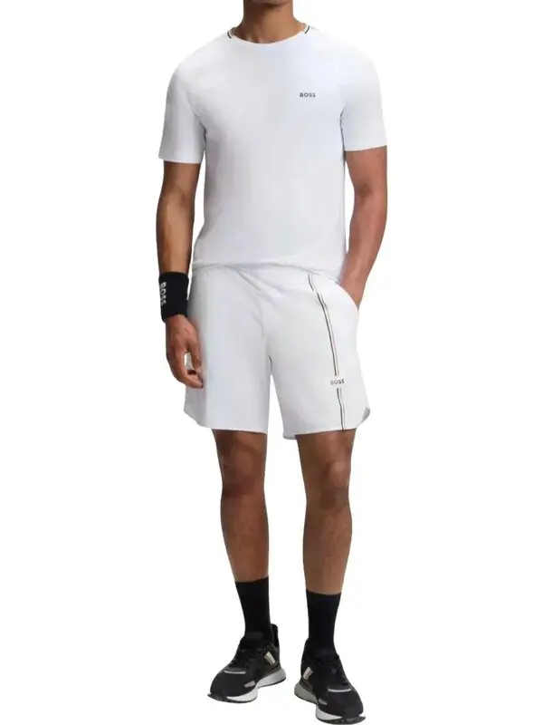 BOSS Active Moisture-wicking T-shirt With Tennis-ball Eming - White