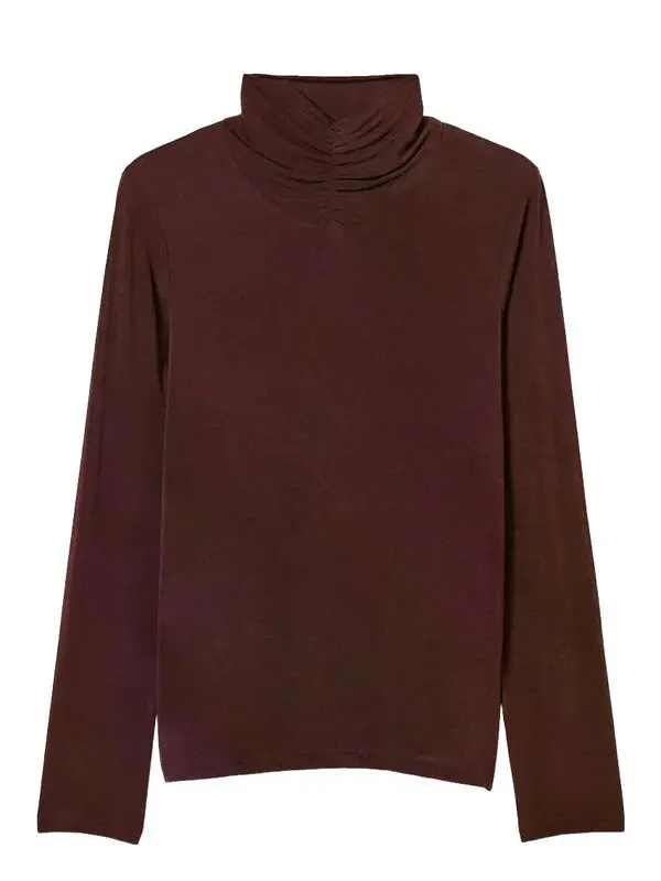 TWINSET Long Sleeve Turtleneck Top With Draping - Purple