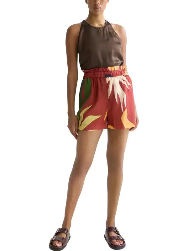 Scotch & Soda Abstract Print Paperbag Waist Shorts - Red