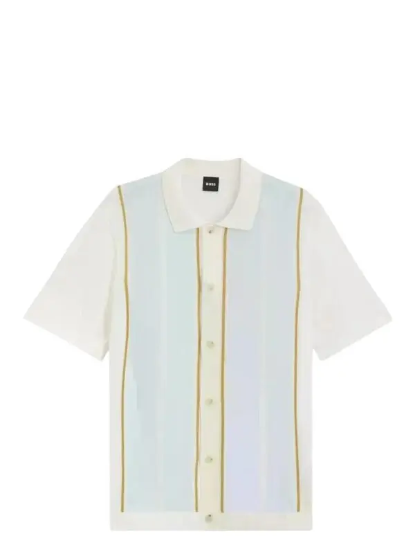 BOSS Color-blocked Cardigan With Wing Collar - White