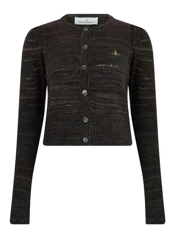 VIVIENNE WESTWOOD Orb-embroidered Puff-sleeve Cardigan - Black