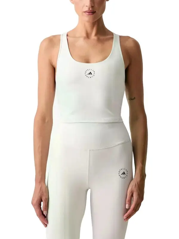 Adidas By Stella McCartney Logo-print Racerback Cropped Tank Top - White