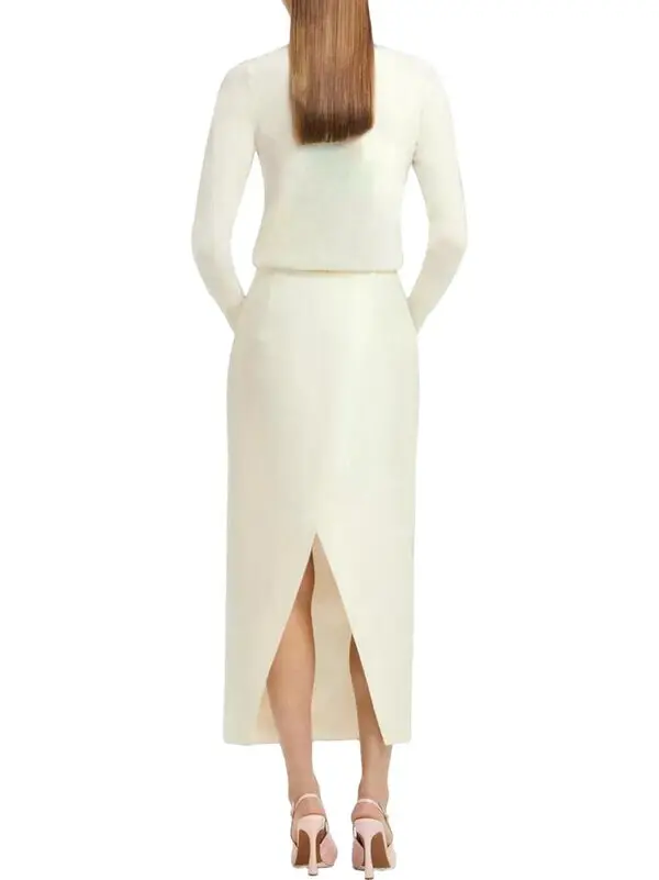 LEO LIN Quinn Wildflower-embellished Midi Skirt - Neutrals