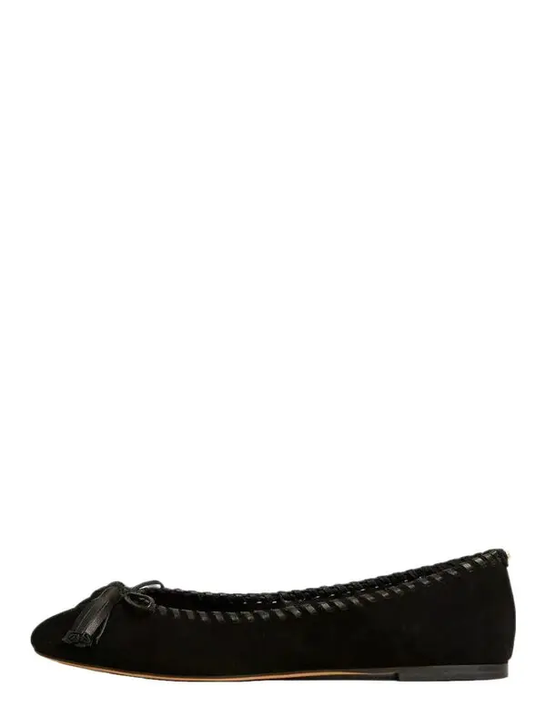 TWINSET Suede Ballet Flats With Bow - Black