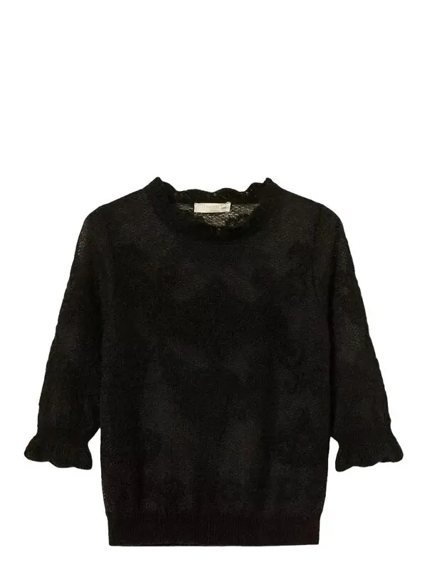 TWINSET Jacquard Alpaca Blend Jumper With Scalloped Trim - Black