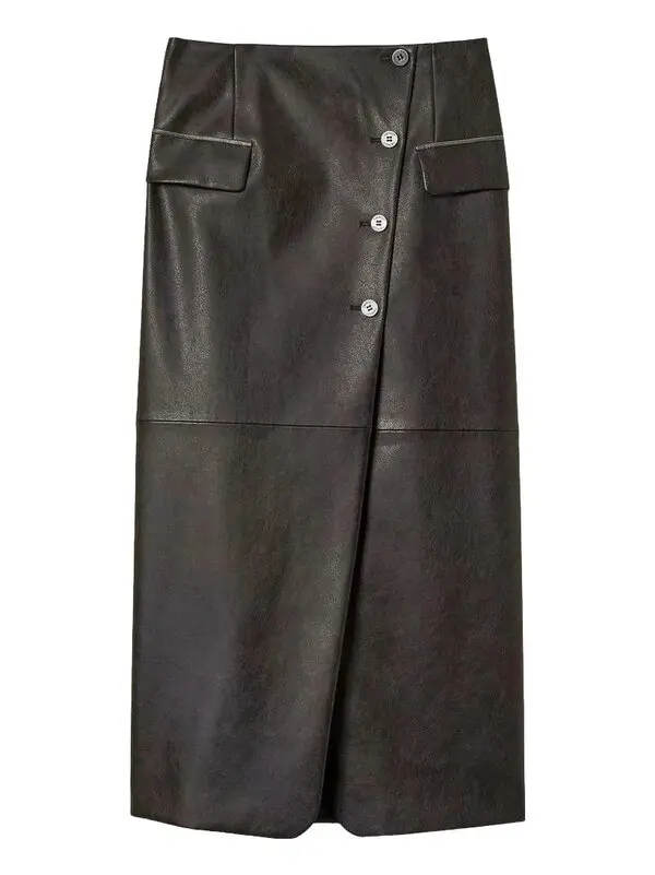 TWINSET Leather-like Wrap Skirt - Black