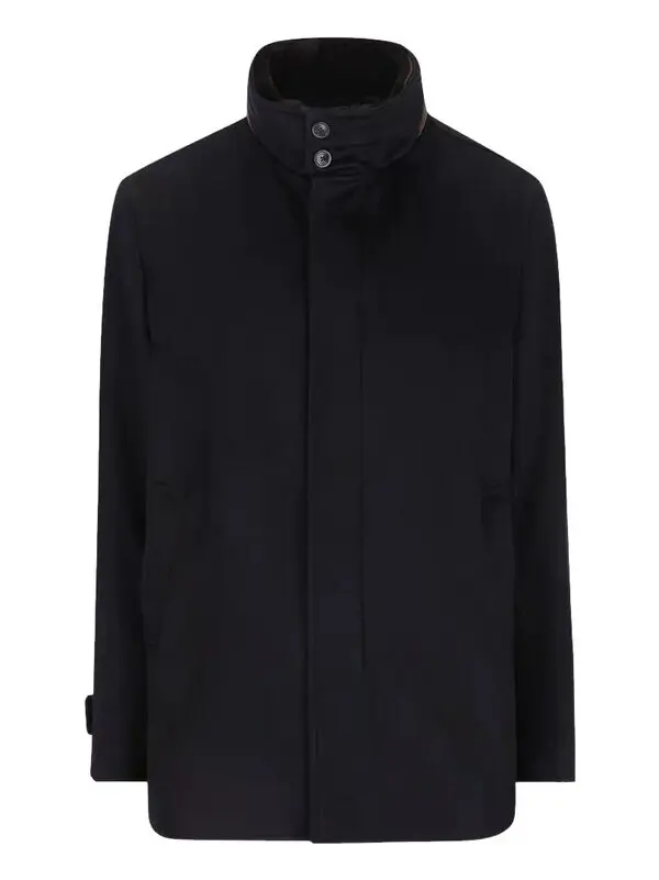 Herno High-neck Button-up Jacket - Blue