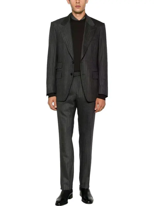TOM FORD Pinstripe-pattern Buttoned Suit - Grey