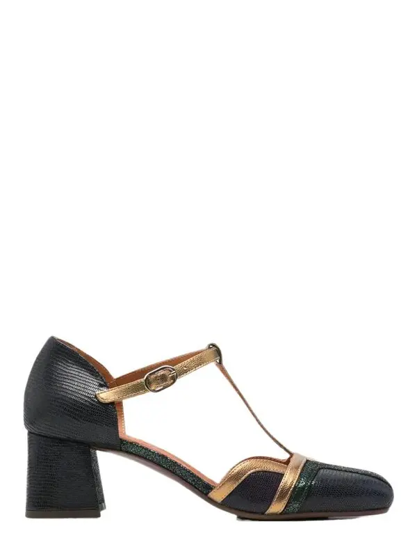 Chie Mihara Volai Lizard-effect T-bar Heeled Pumps - Blue