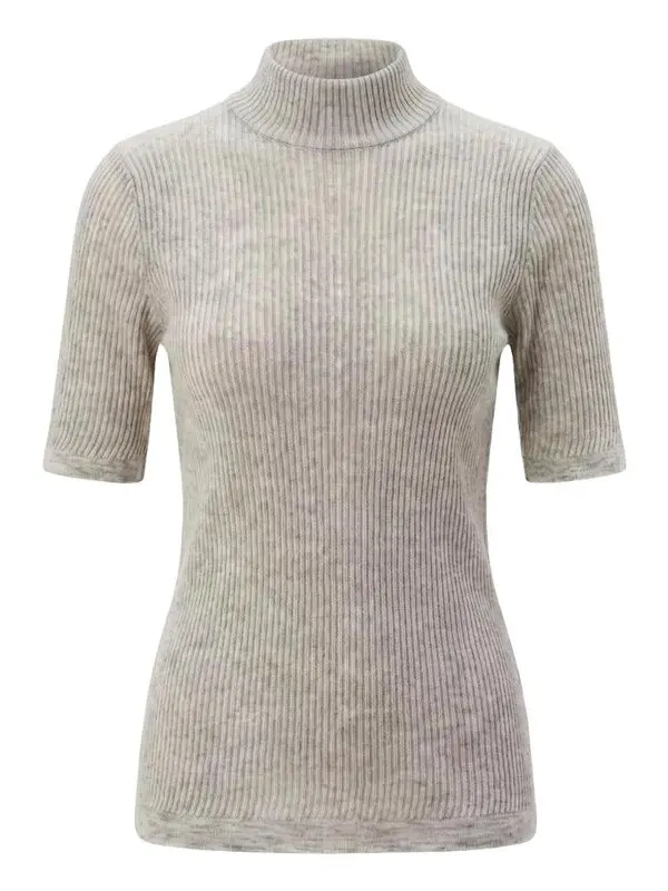 Brunello Cucinelli Ribbed Knit Short-sleeve Sweater - Neutrals
