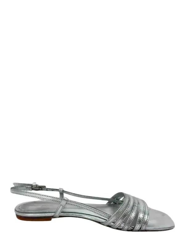 REFORMATION Millie Lattice Leather Sandals - Silver