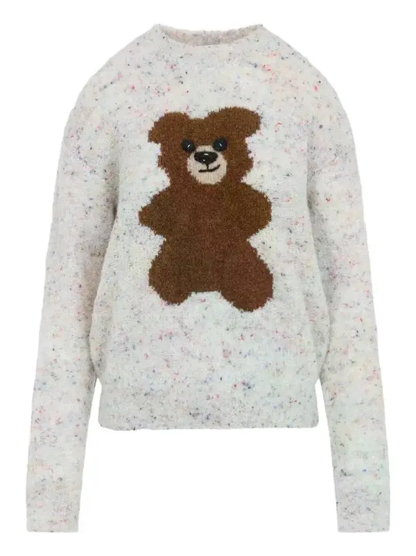 Moschino Teddy Bear Wool Bouclé Sweater - Neutrals