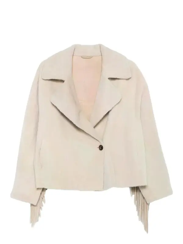 LISKA Fringe Detail Jacket - Neutrals