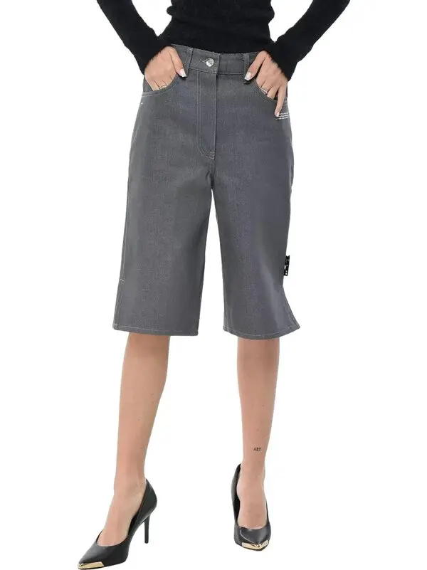 Off-White Logo Detail Cotton Shorts - Grey