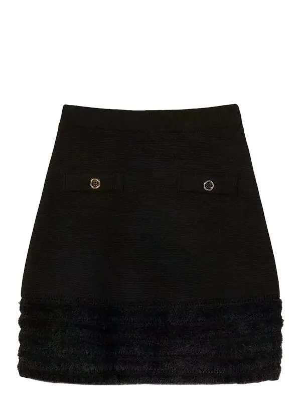 TWINSET Knit Skirt With Gold-tone Button Detail - Black