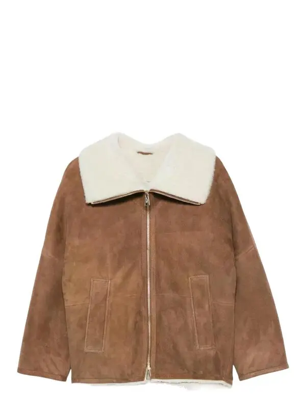 MANZONI 24 Shearling-collar Suede Jacket - Brown