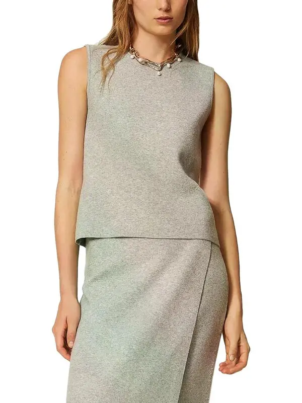 TWINSET Knitted Midi Skirt - Grey