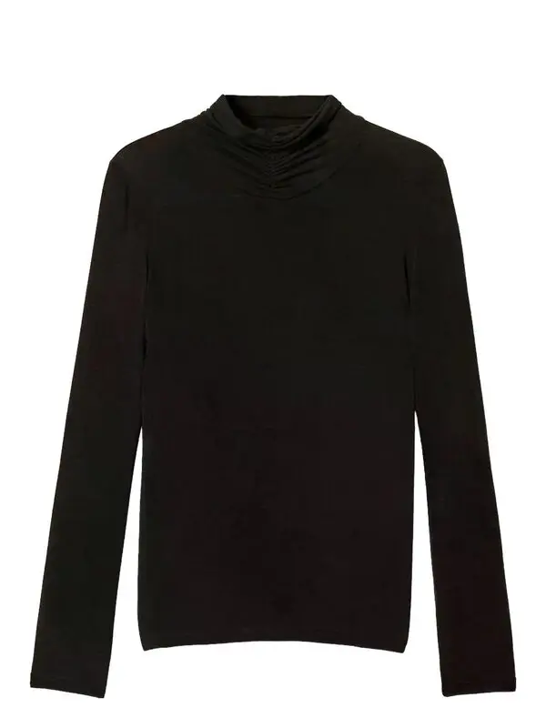 TWINSET Fitted Turtleneck Top With Draping - Black