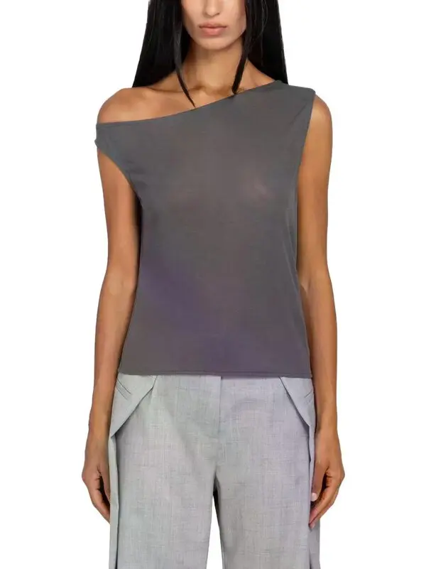 ST. AGNI Asymmetrical Fine-jersey Top - Grey