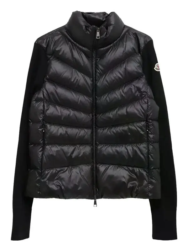 Moncler Quilted Knit-sleeve Jacket - Black