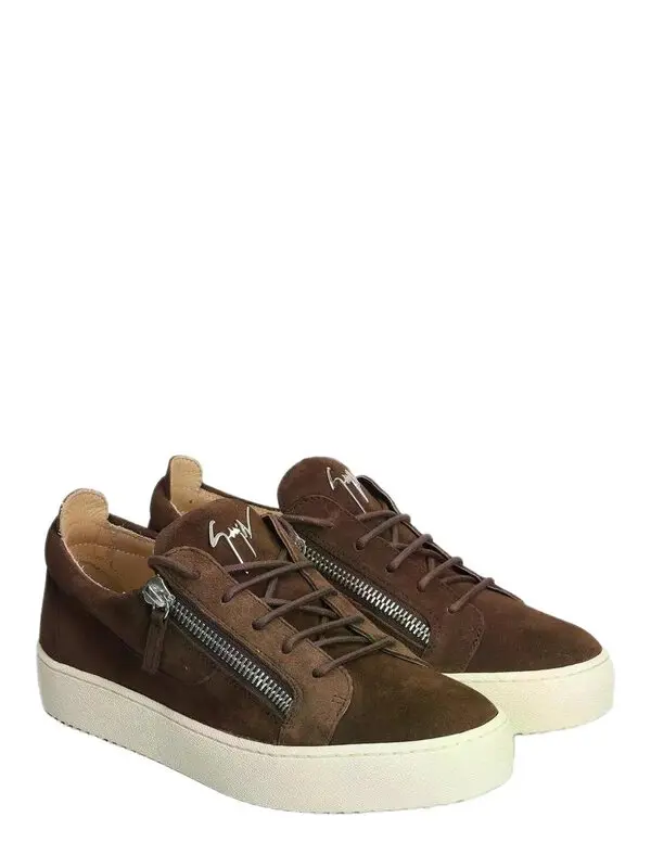 GIUSEPPE ZANOTTI Side-zip Suede Sneakers - Brown
