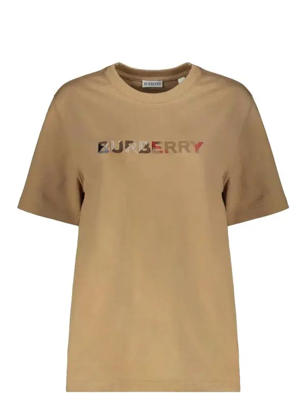 Burberry Logo Embroidered T-shirt - Neutrals