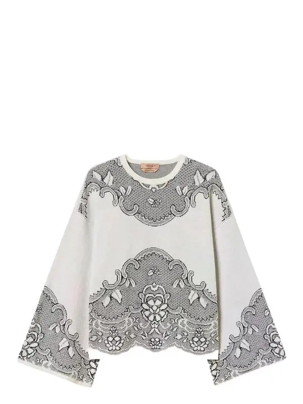 TWINSET Wool-blend Jacquard Maxi Jumper - White