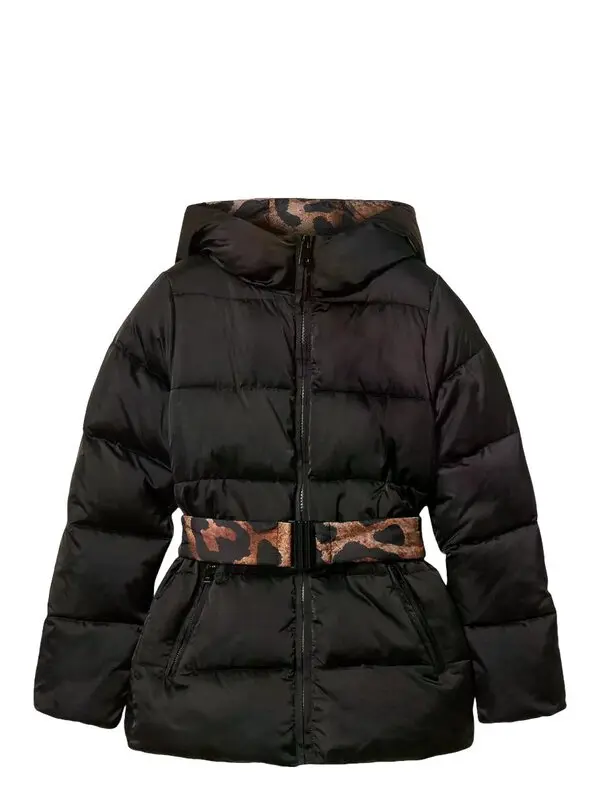 TWINSET Puffer Jacket With Reversible Belt And Hooded Detail - Black