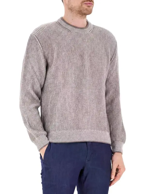 Paul & Shark Ribbed Knit Crew-neck Sweater - Grey