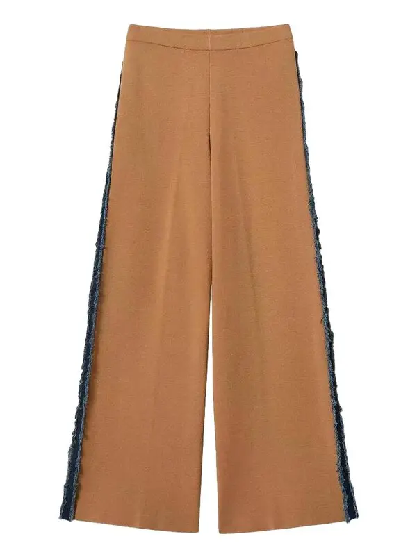 TWINSET Knit Trousers With Denim Trim - Neutrals