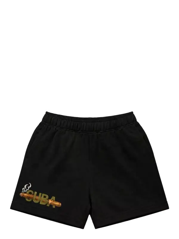 MELT Cuba Graphic-print Relaxed Fit Shorts - Black